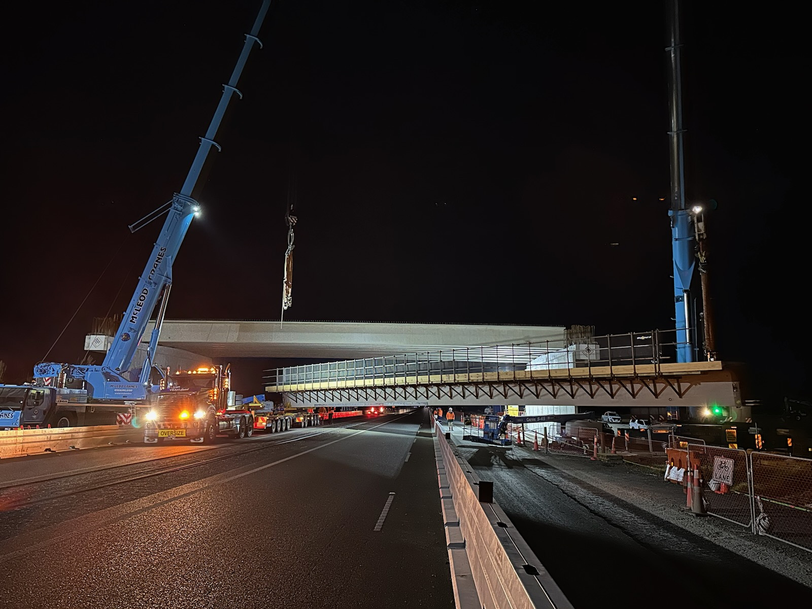 Brian Perry Civil | Rangiuru Business Park Bridge beams installed